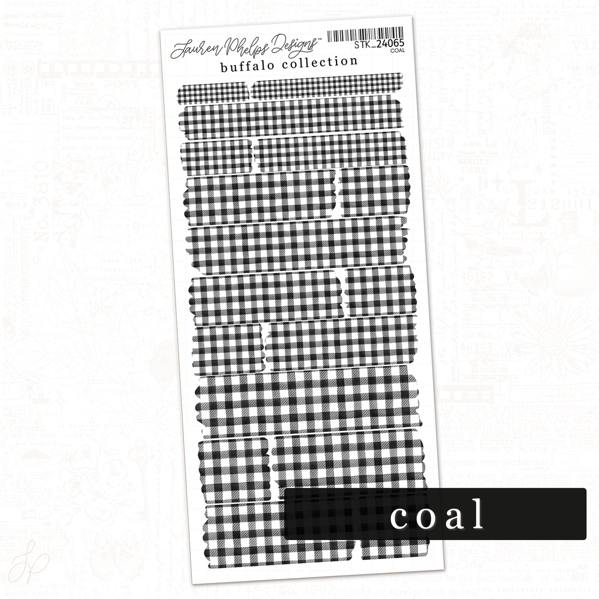 Buffalo Collection | Coal | Washi Strips Sheet – Lauren Phelps Designs
