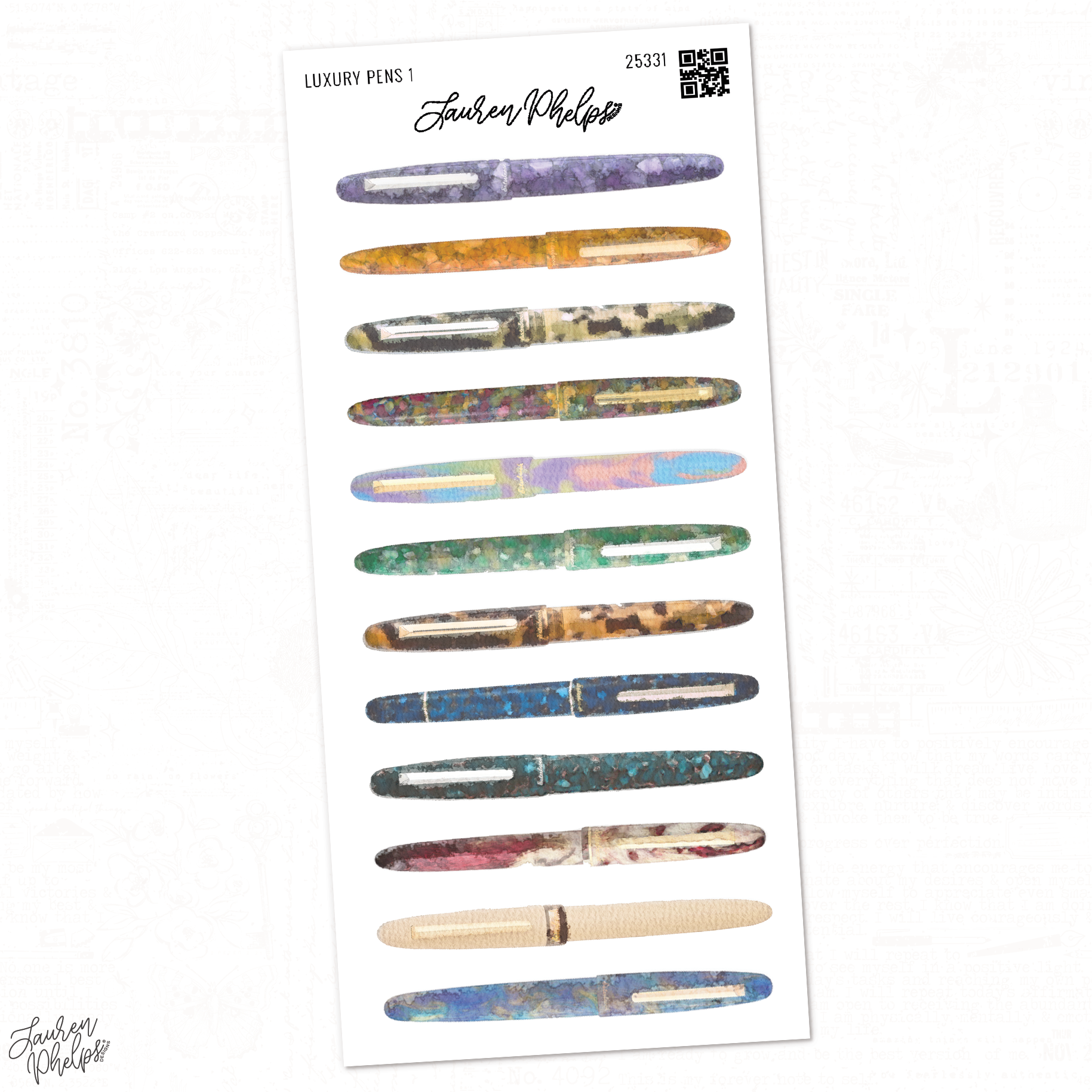 Luxury Pens 1 | Deco Sheet – Lauren Phelps Designs