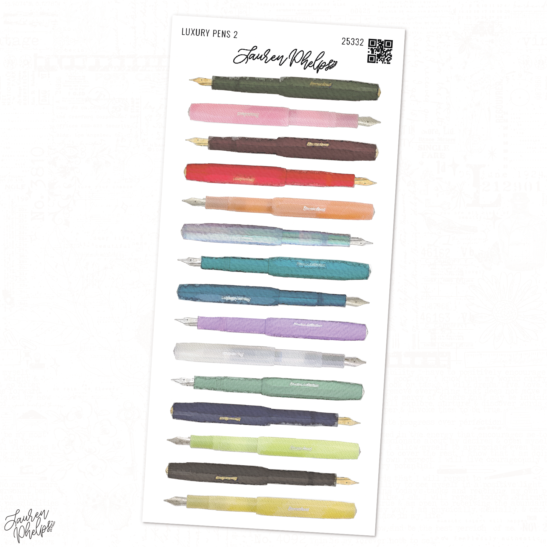 Luxury Pens 2 | Deco Sheet – Lauren Phelps Designs