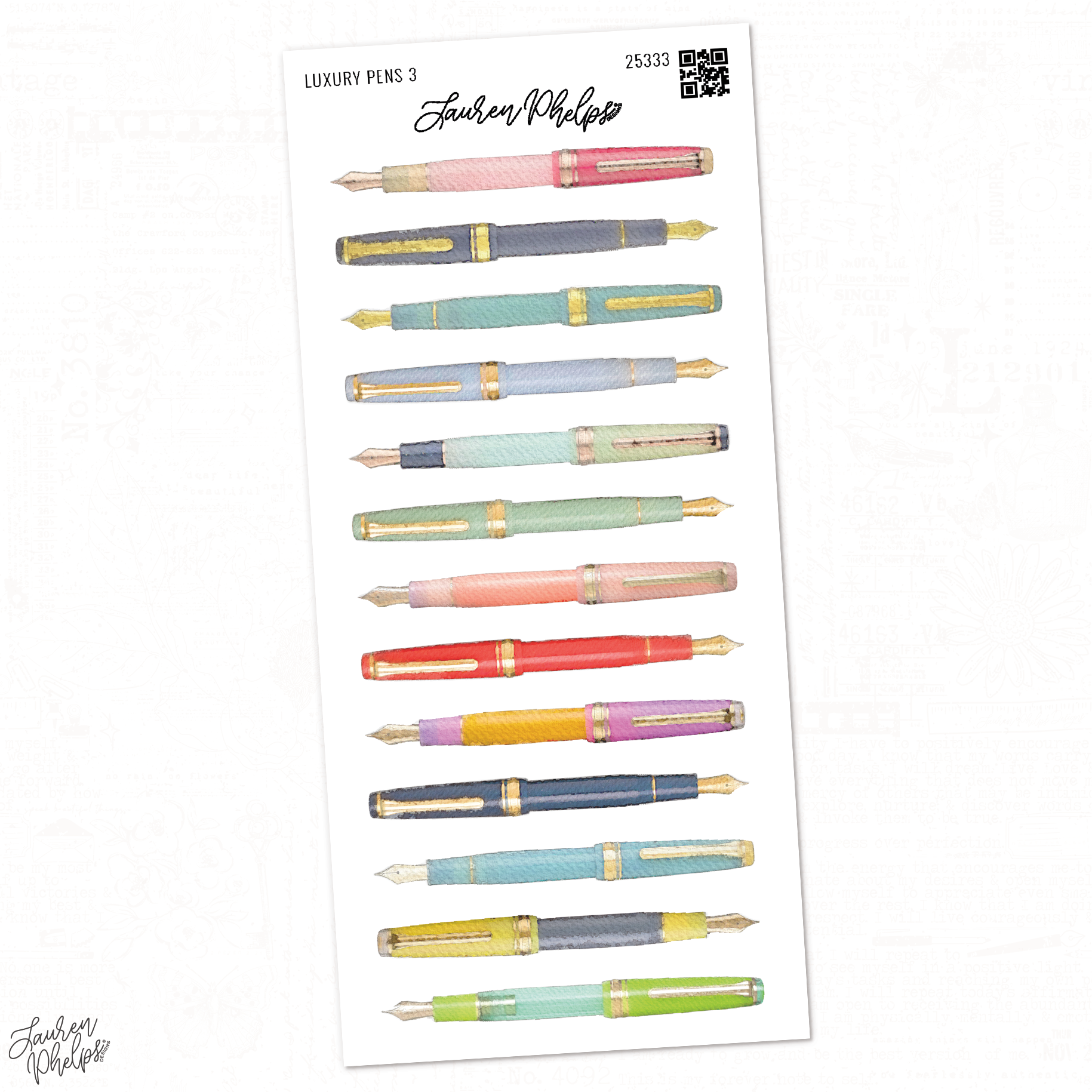 Luxury Pens 3 | Deco Sheet – Lauren Phelps Designs