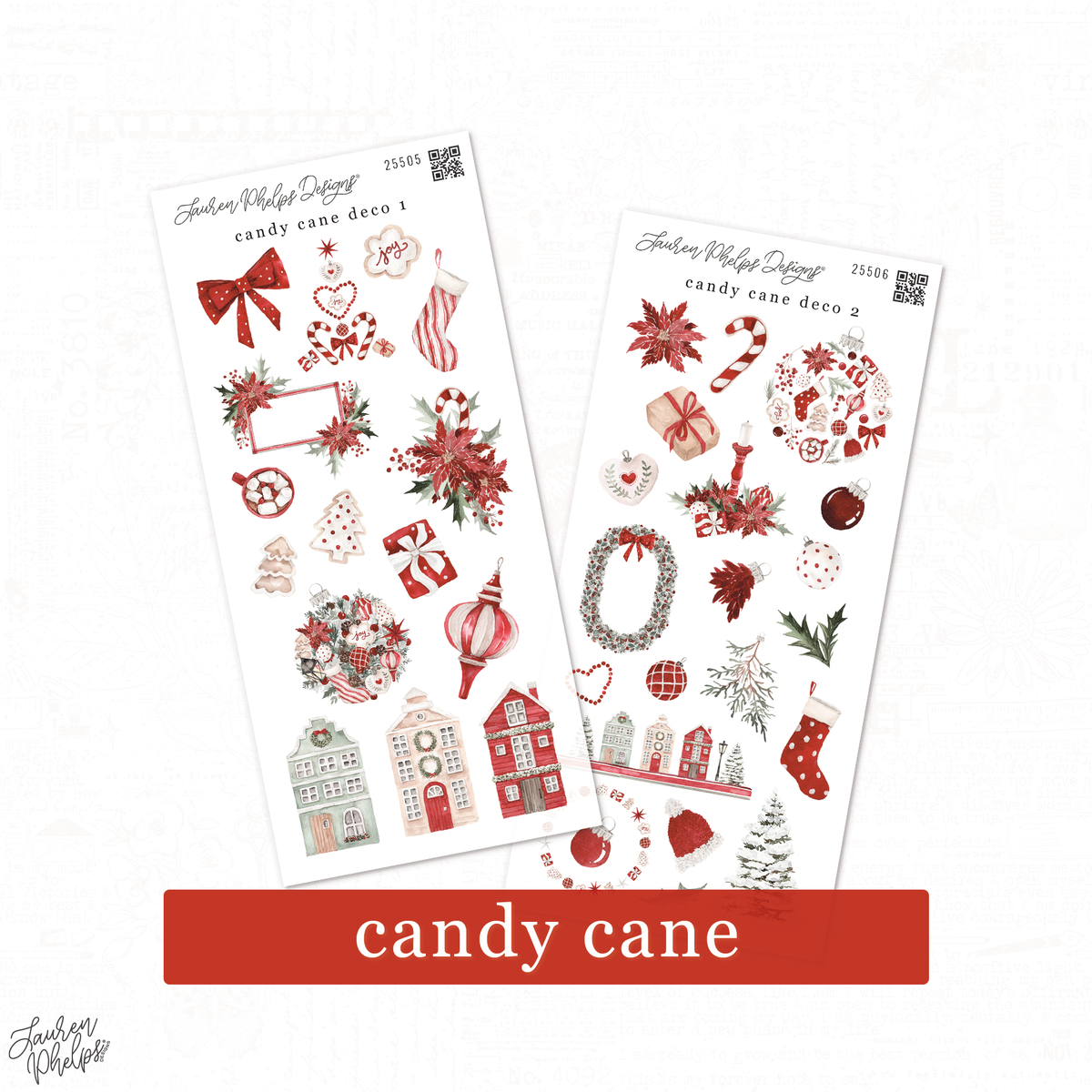Candy Cane | Sticker Set – Lauren Phelps Designs