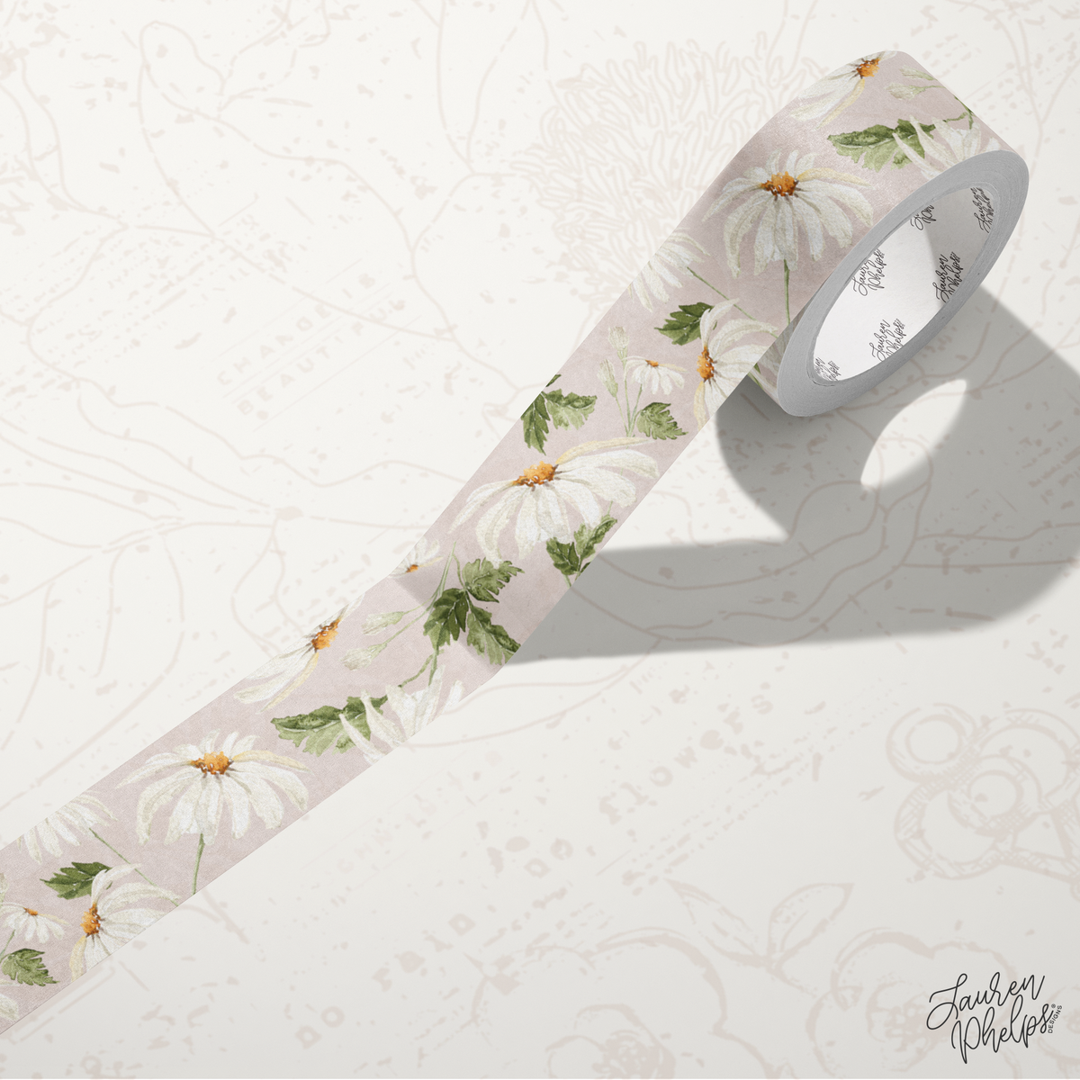 Neutral Daisy 15mm washi – Lauren Phelps Designs