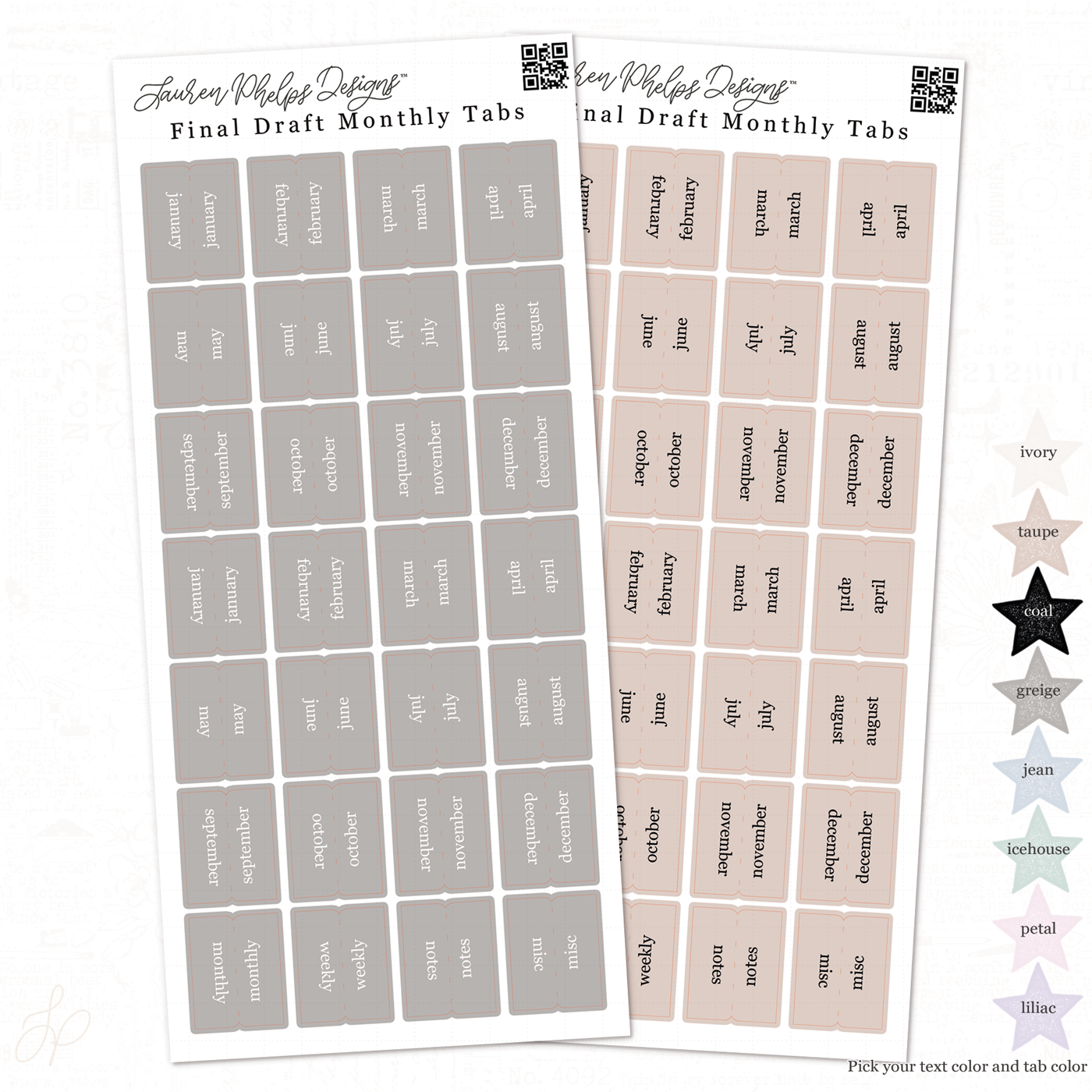 Final Draft Planner Tabs Sticker Sheet | Mix & Match – Lauren Phelps ...