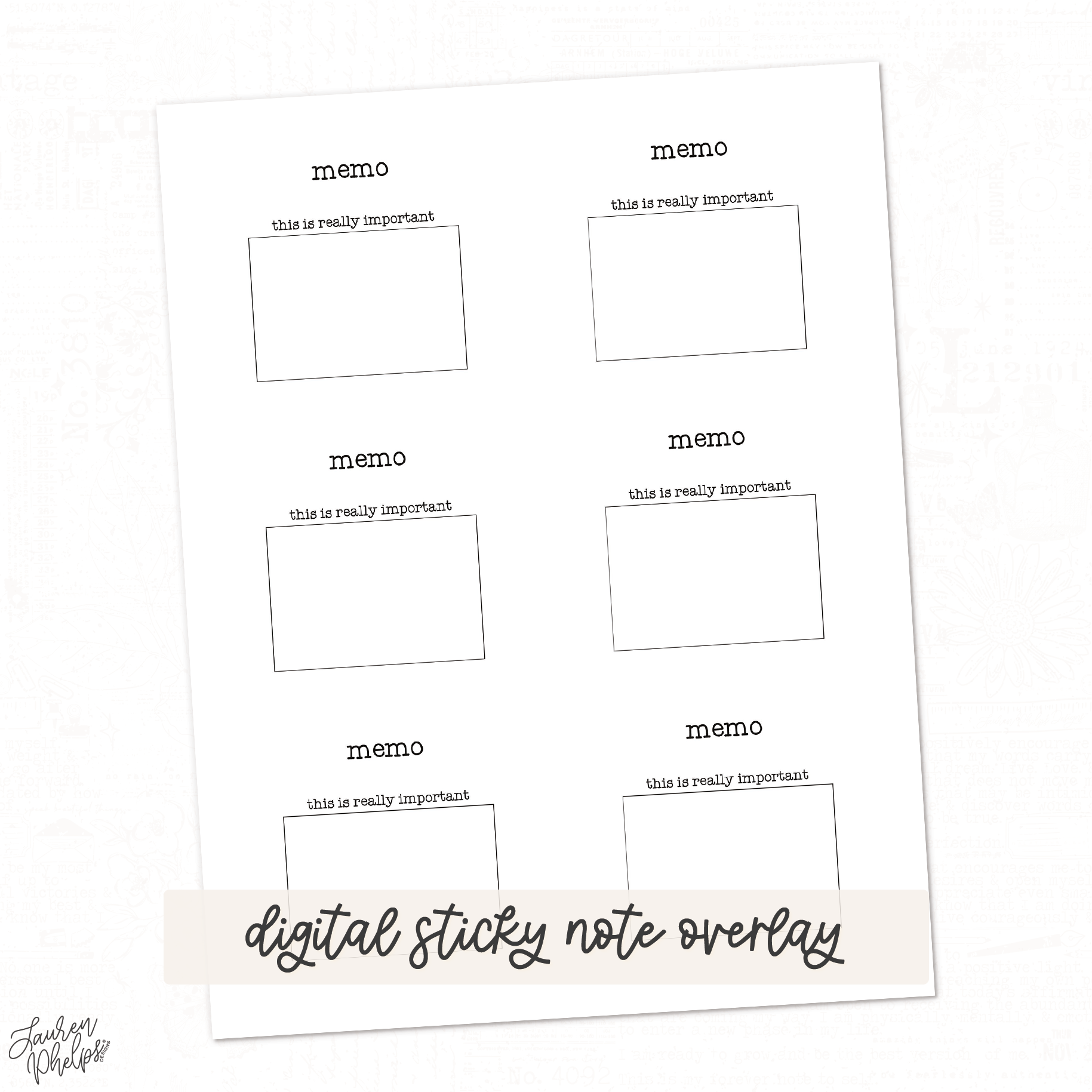 Digital Sticky Note Overlay – Lauren Phelps Designs