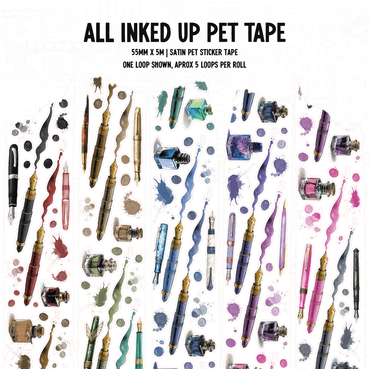 Fountain Pen Kiss Cut, Perforated, Satin P.E.T. Tape 55mm – Lauren ...