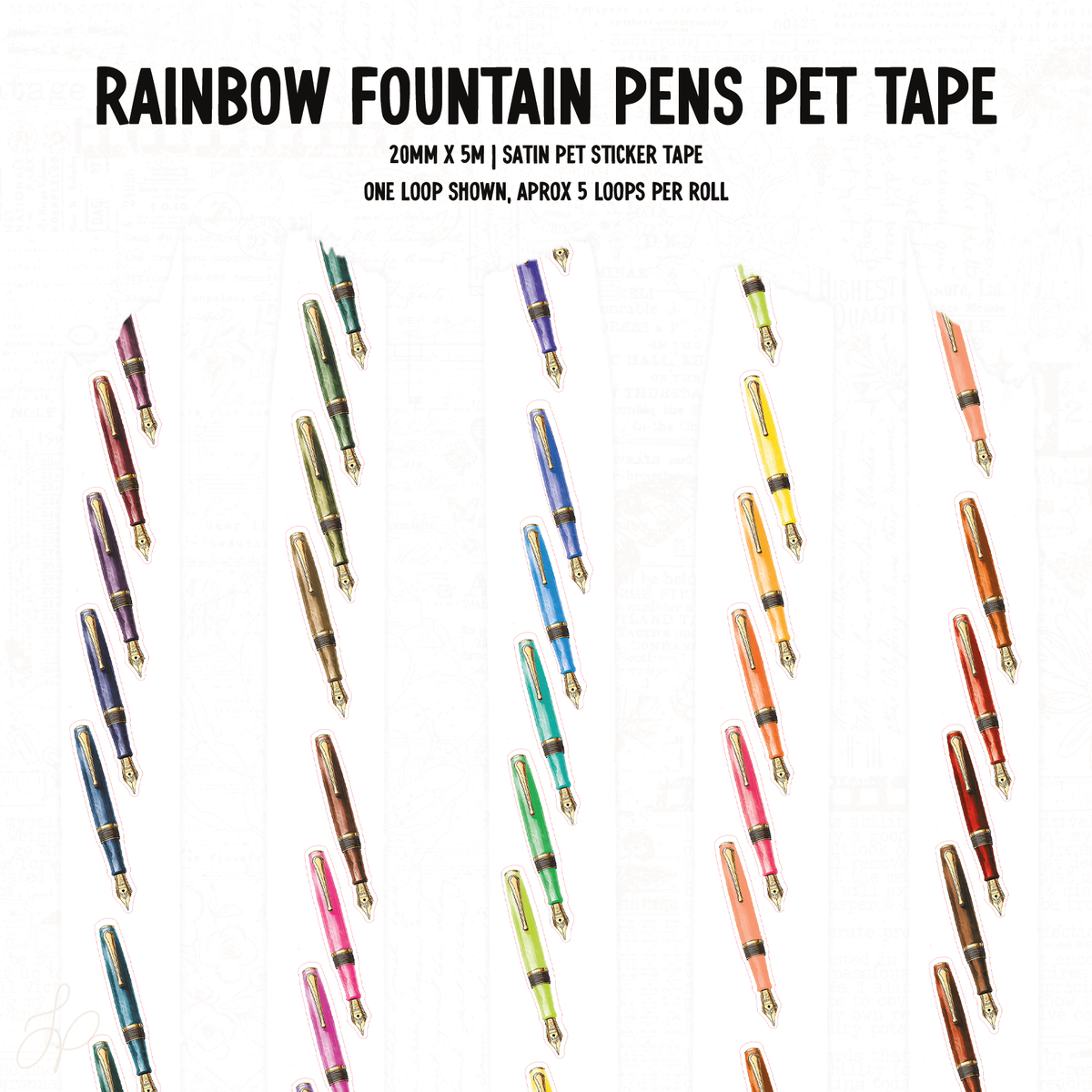 Fountain Pen Kiss Cut, Perforated, Satin P.E.T. Tape 20mm – Lauren ...
