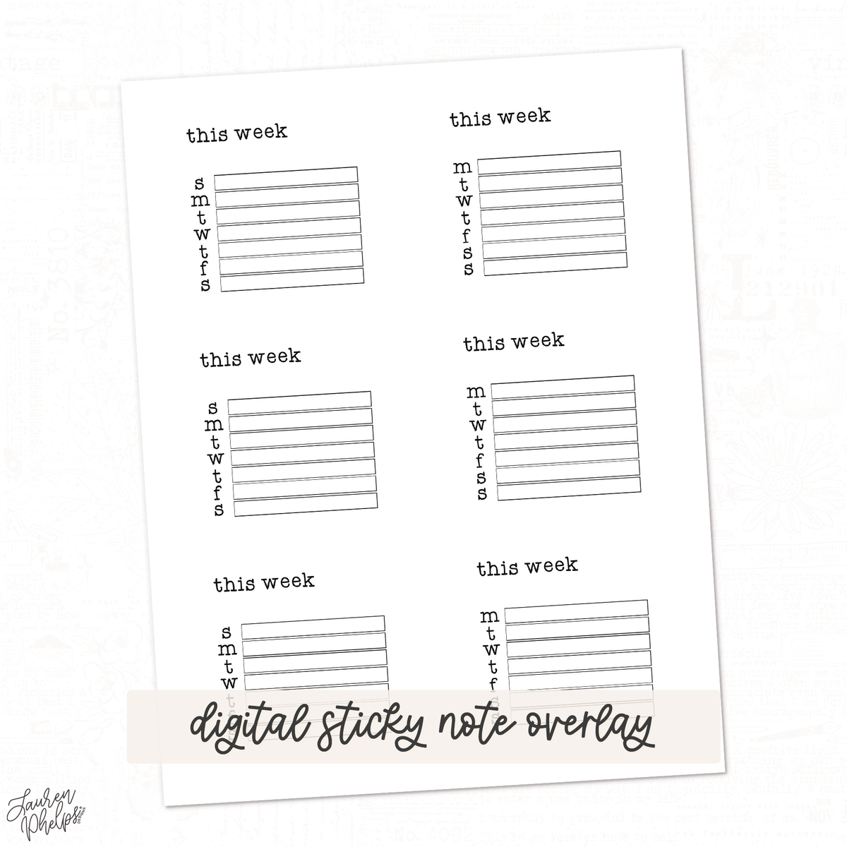 Digital Sticky Note Overlay – Lauren Phelps Designs