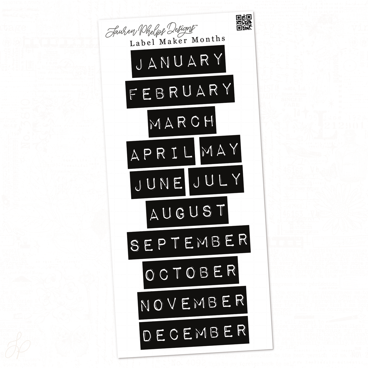 Label Maker Months Sticker Sheet | Washi or White – Lauren Phelps Designs