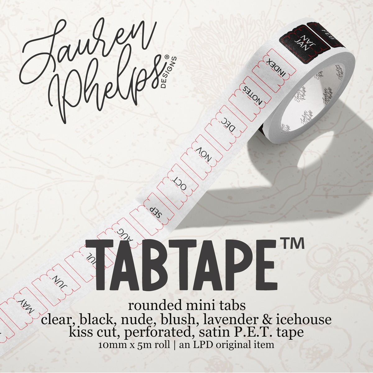 TabTape™ || Mini Rounded Kiss Cut, Perforated, Satin P.E.T. Tape 10mm ...