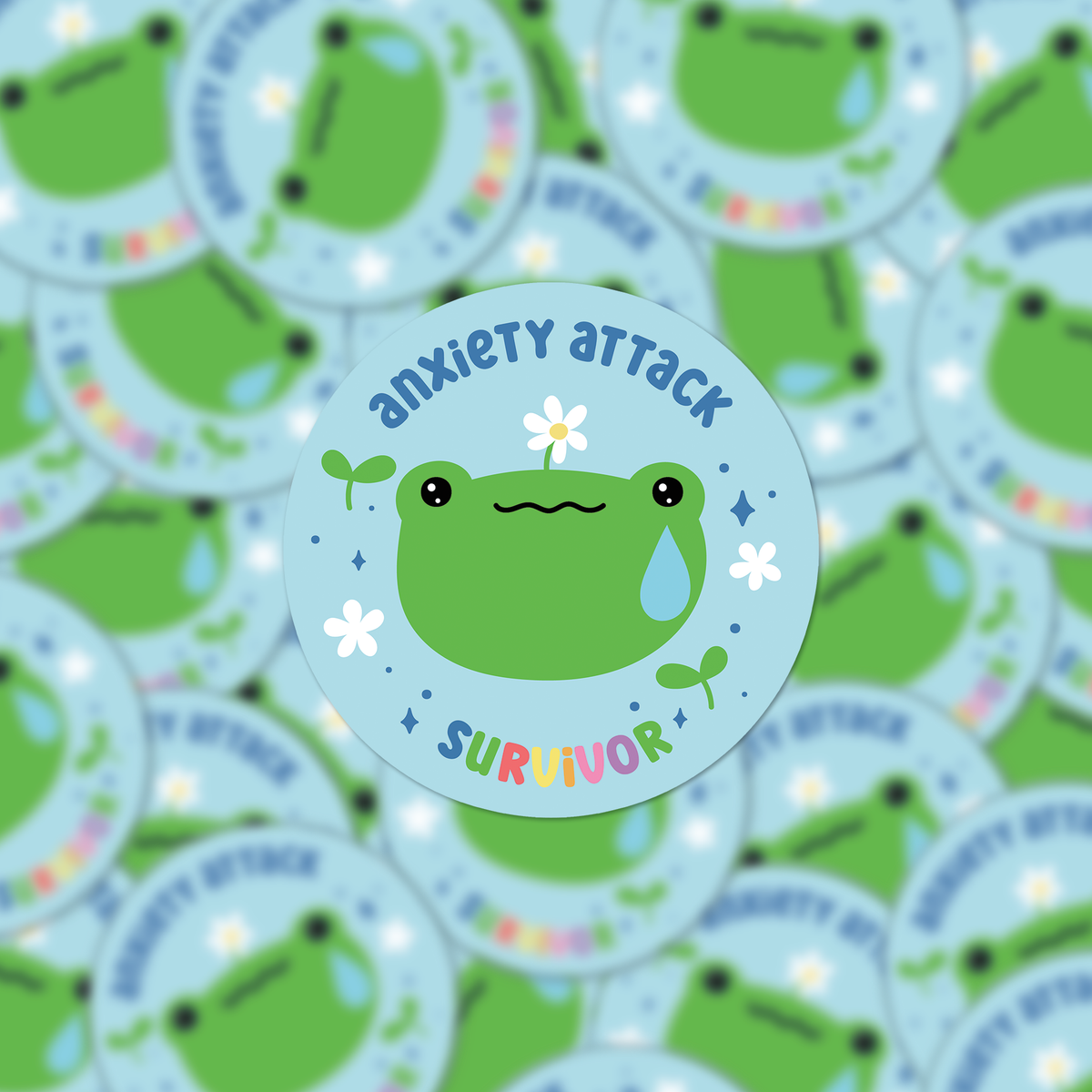 Anxiety Attack Survivor Frog Decal Sticker – Lauren Phelps Designs